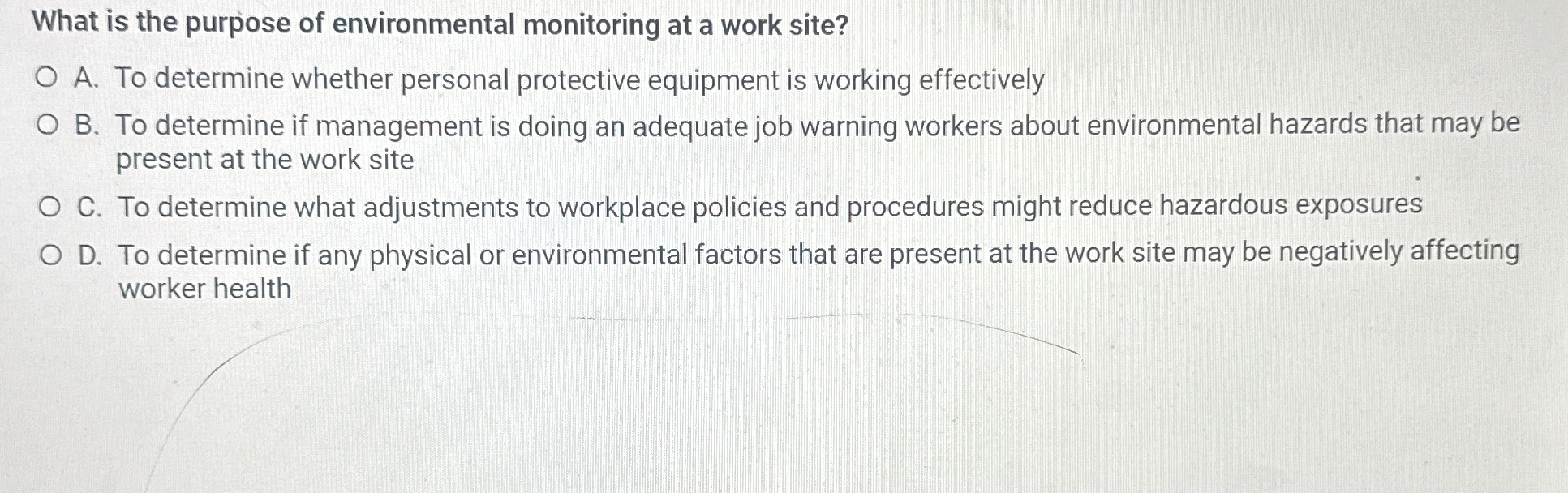 Solved What is the purpose of environmental monitoring at a | Chegg.com