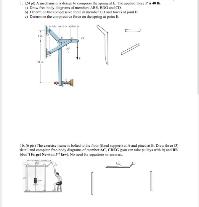 Solved 1. (24 pt) A mechanism is design to compress the | Chegg.com