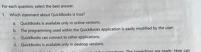 Solved For each question, select the best answer. 1. Which | Chegg.com