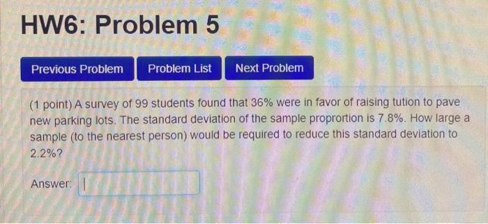 Solved HW6: Problem 5 Previous Problem Problem List Next | Chegg.com