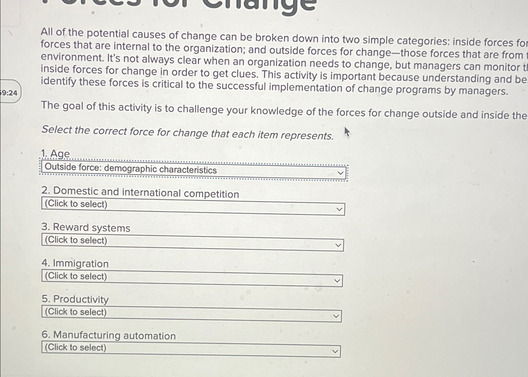 Solved All of the potential causes of change can be broken | Chegg.com