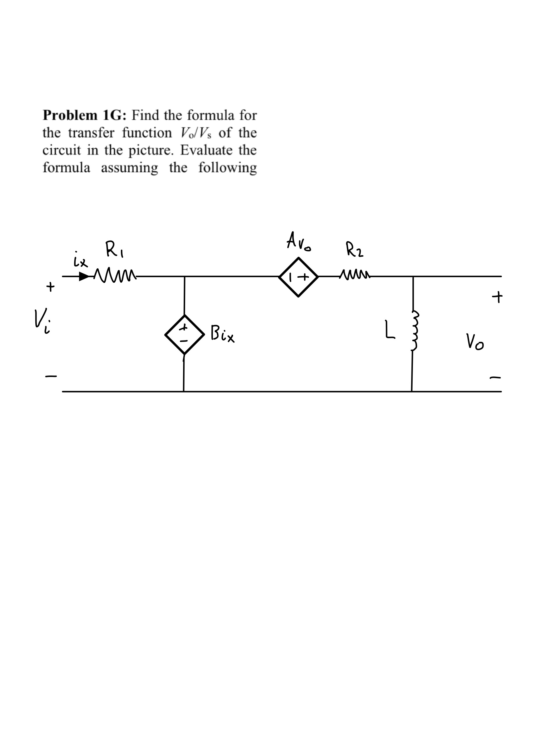 Solved Problem 1G: Find the formula for the transfer | Chegg.com