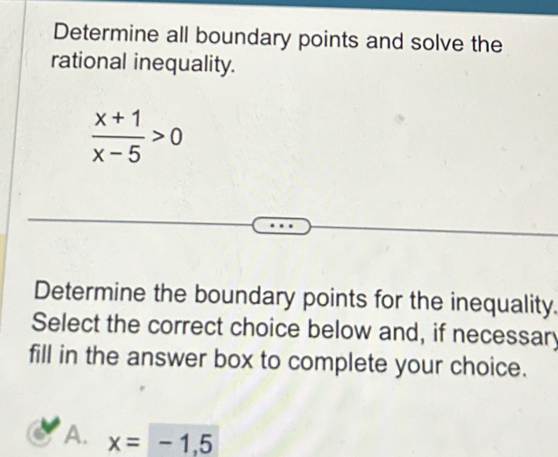 Solved Determine all boundary points and solve therational | Chegg.com