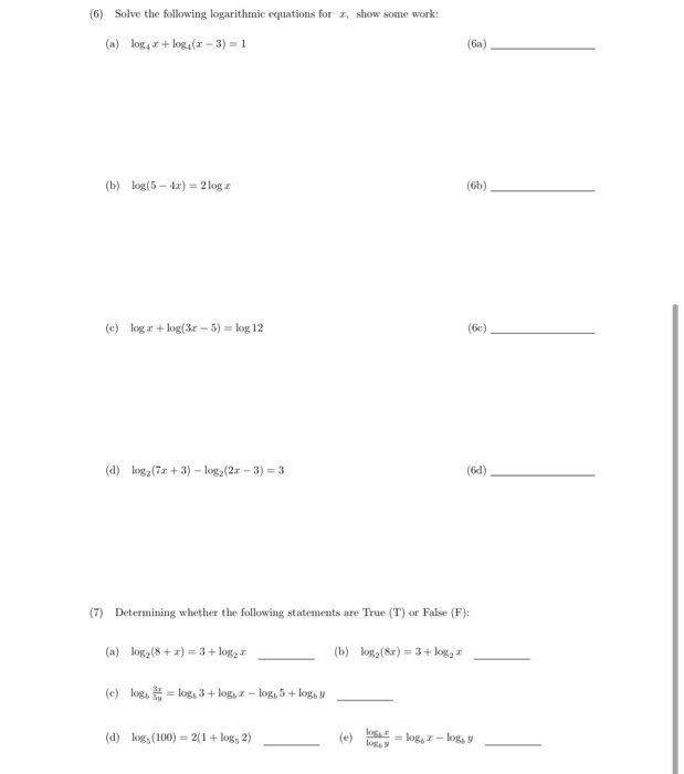 Solved (1) Expanding the following logarithms: (rewrite each | Chegg.com Solved (1) Expanding the following logarithms: (rewrite each | Chegg.com