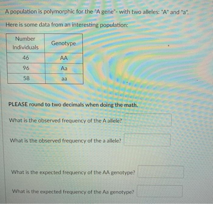 Solved A population is polymorphic for the "A gene"- with | Chegg.com