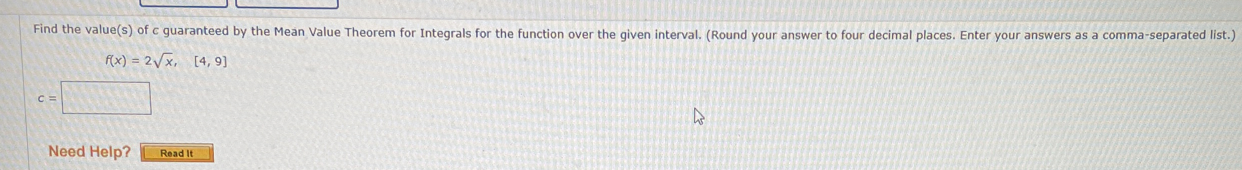 Solved Find the value(s) ﻿of c ﻿guaranteed by the Mean Value | Chegg.com