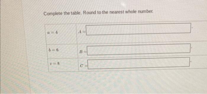 Solved Comnlete the table. Round to the nearest whole | Chegg.com