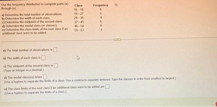 Solved Use the frequency distribution to complete parts (a) | Chegg.com