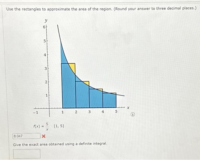 Solved Use the rectangles to approximate the area of the | Chegg.com