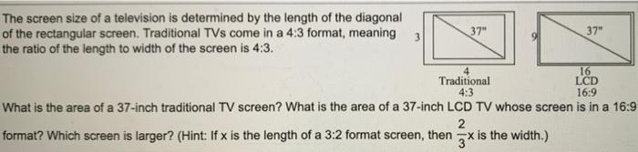Solved The screen size of a television is determined by the | Chegg.com