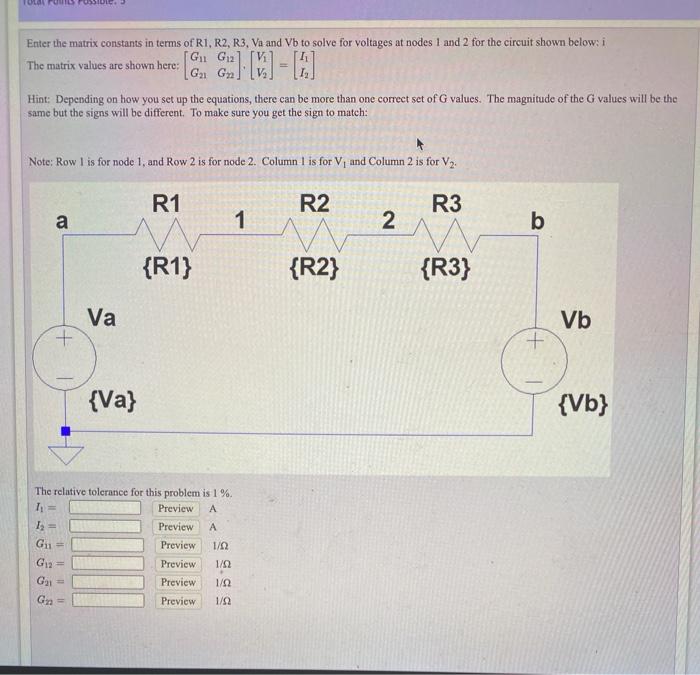 Solved Enter the matrix constants in terms of R1, R2, R3, Va | Chegg.com