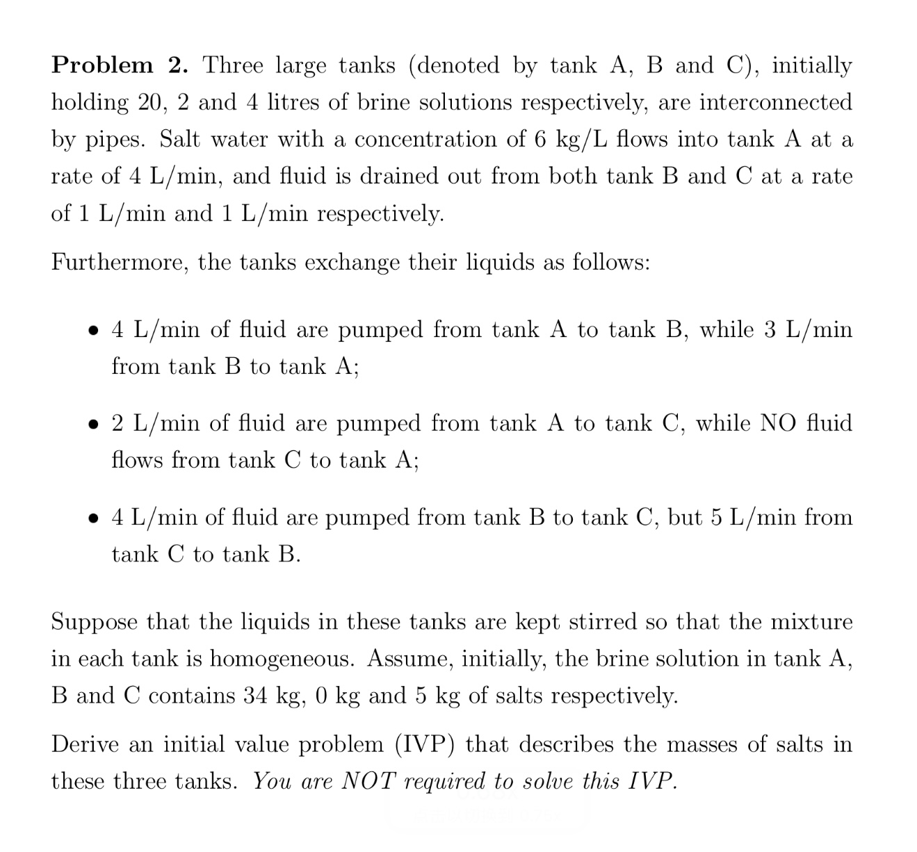 Solved Problem 2. ﻿Three large tanks (denoted by tank A, ﻿B | Chegg.com