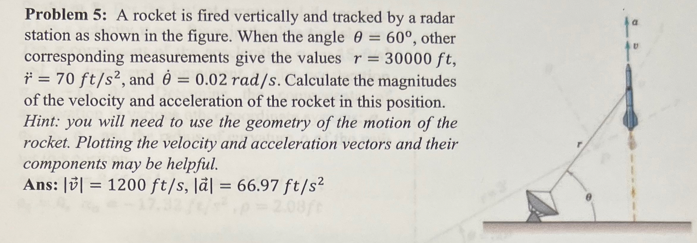 Solved Problem 5: A rocket is fired vertically and tracked | Chegg.com