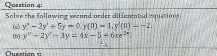 Solved Solve the following second order differential | Chegg.com