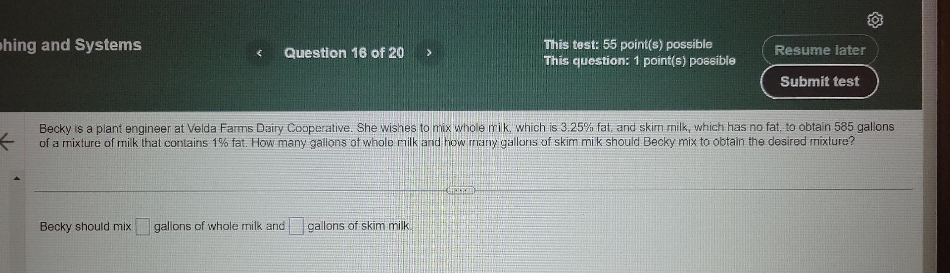Solved Becky is a plant engineer at Velda Farms Dairy | Chegg.com