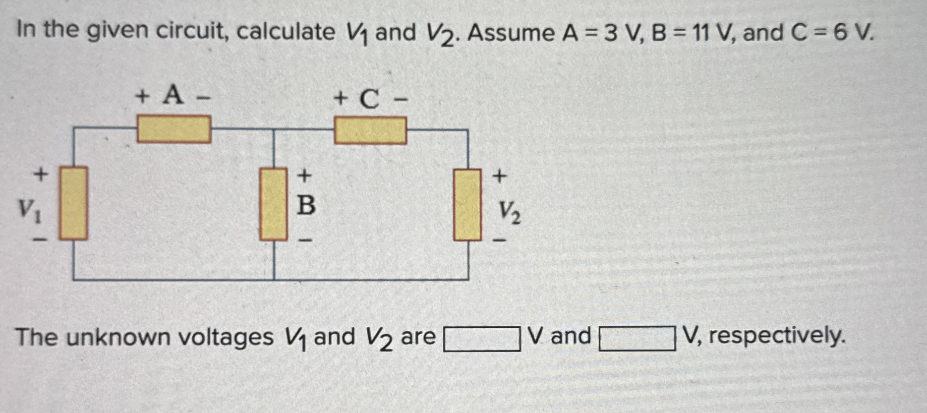 Solved In the given circuit, calculate V1 ﻿and V2. ﻿Assume | Chegg.com