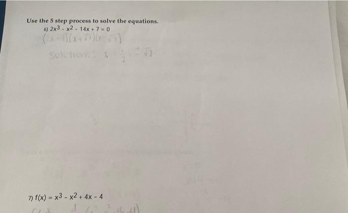 Solved use the 5 step process to solve the equations. please | Chegg.com