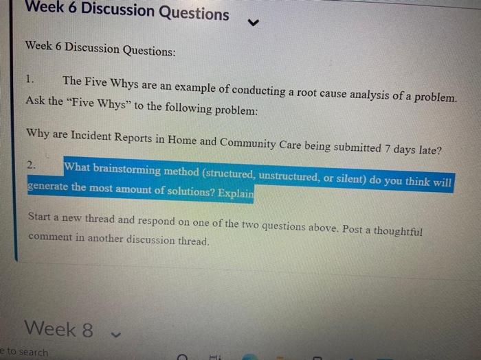 Solved Week 6 Discussion Questions Week 6 Discussion | Chegg.com