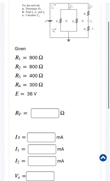 Solved For the network a. Determine RT. b. Fuad IgnI1 and | Chegg.com
