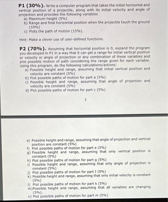 Solved P1 (30%). Write a computer program that takes the | Chegg.com