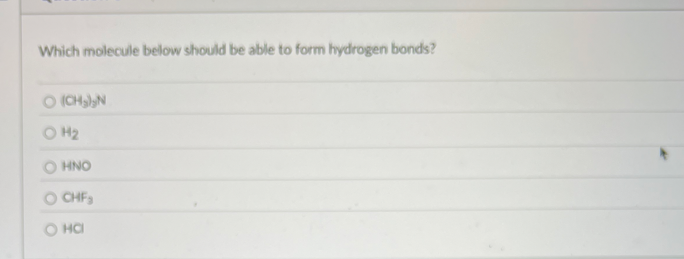 Solved Which molecule below should be able to form hydrogen | Chegg.com