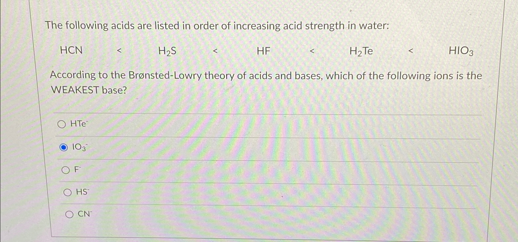 Solved The following acids are listed in order of increasing | Chegg.com