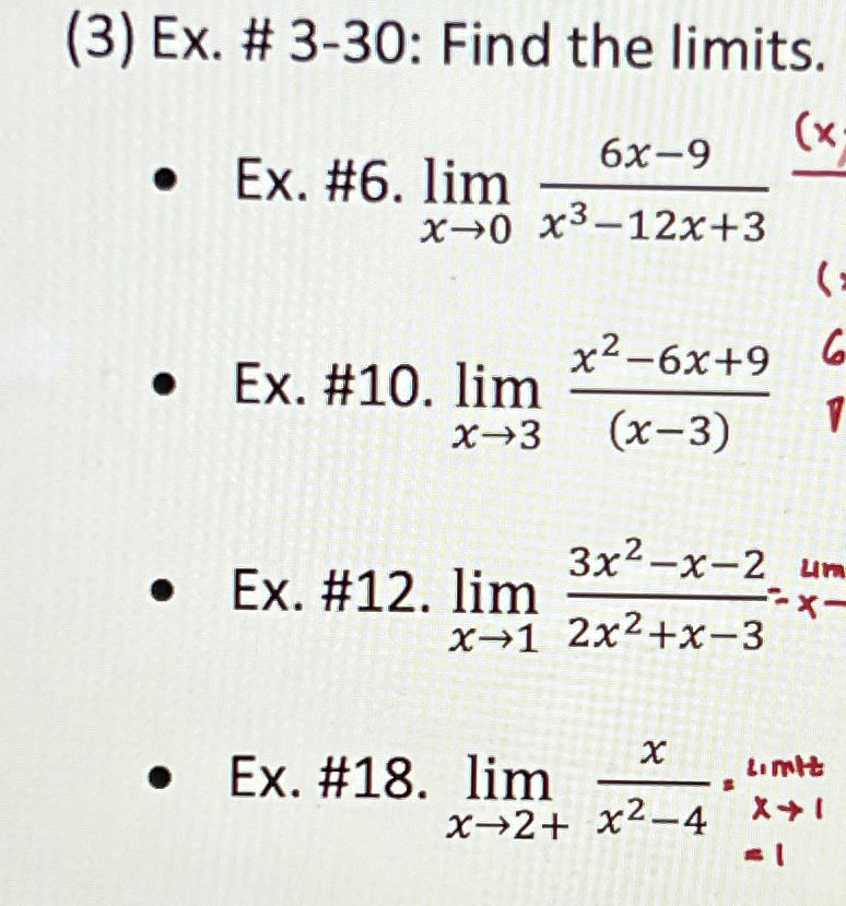 Solved (3) ﻿Ex. ﻿# 3-30: Find the limits.Ex. | Chegg.com