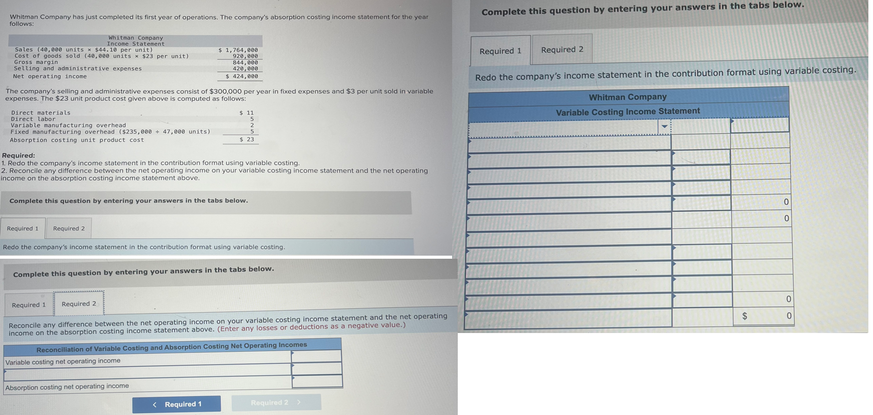 Solved Whitman Company has just completed its first year of | Chegg.com