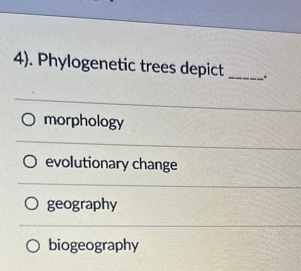 Solved . ﻿Phylogenetic trees depictmorphologyevolutionary | Chegg.com