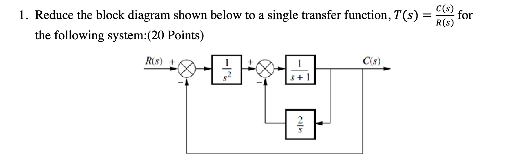 Solved Reduce the block diagram shown below to a single | Chegg.com