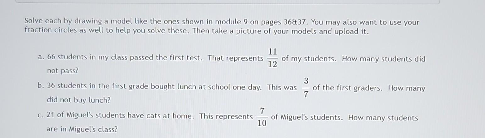 Solve each by drawing a model like the ones shown in | Chegg.com