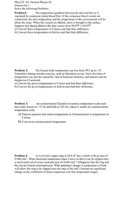 Solved Phys232 -01; General Physics II Homework 1 Solve the | Chegg.com