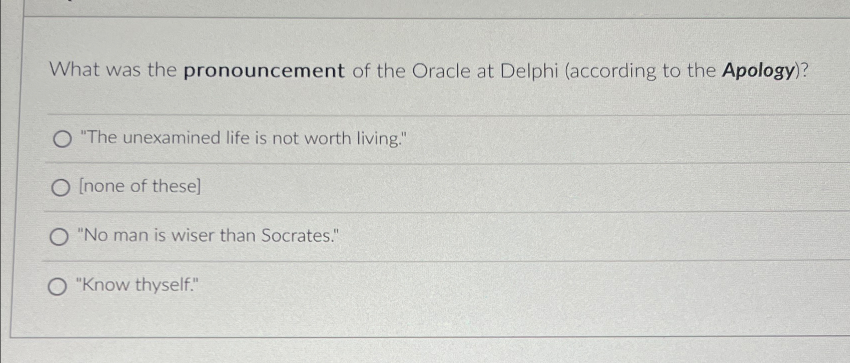 Solved What was the pronouncement of the Oracle at Delphi | Chegg.com