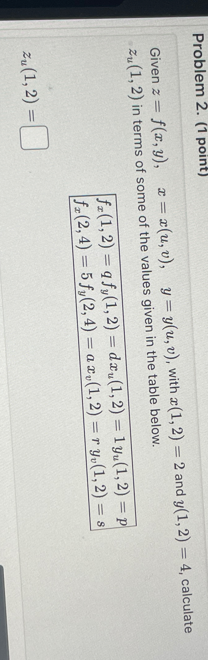 Solved Problem 2. (1 ﻿point)Given | Chegg.com