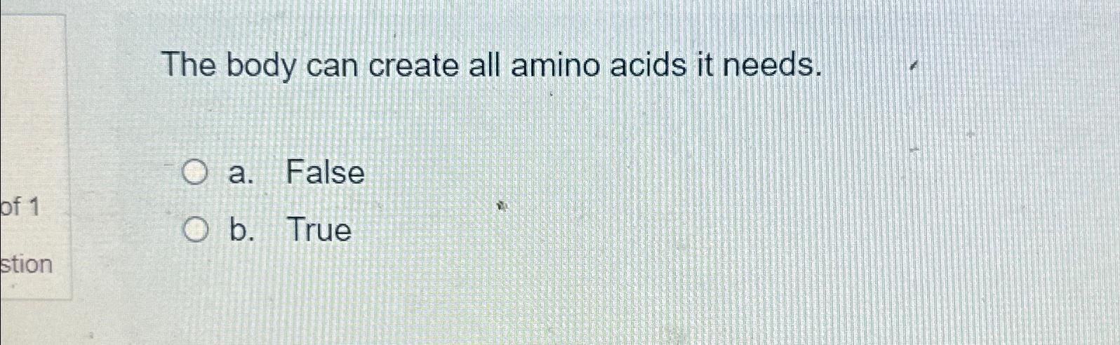 Solved The body can create all amino acids it needs.a. | Chegg.com