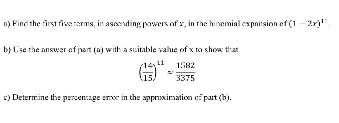 Solved a) ﻿Find the first five terms, in ascending powers of | Chegg.com