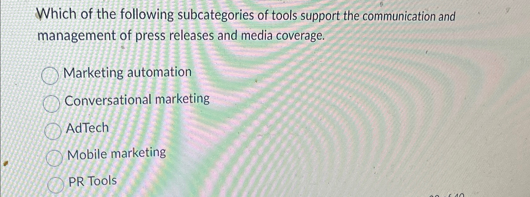 Solved Which of the following subcategories of tools support | Chegg.com