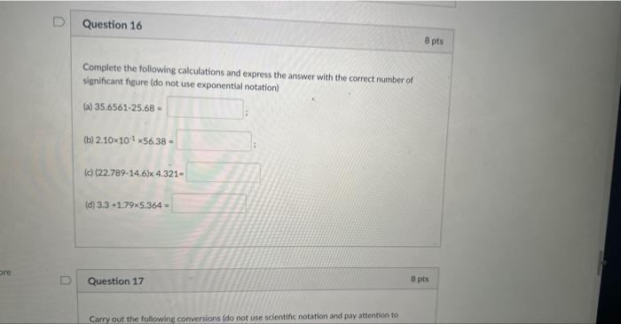 Solved Complete the following calculations and express the | Chegg.com