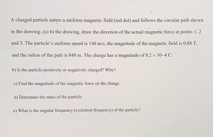 Solved A charged particle enters a uniform magnetic field | Chegg.com