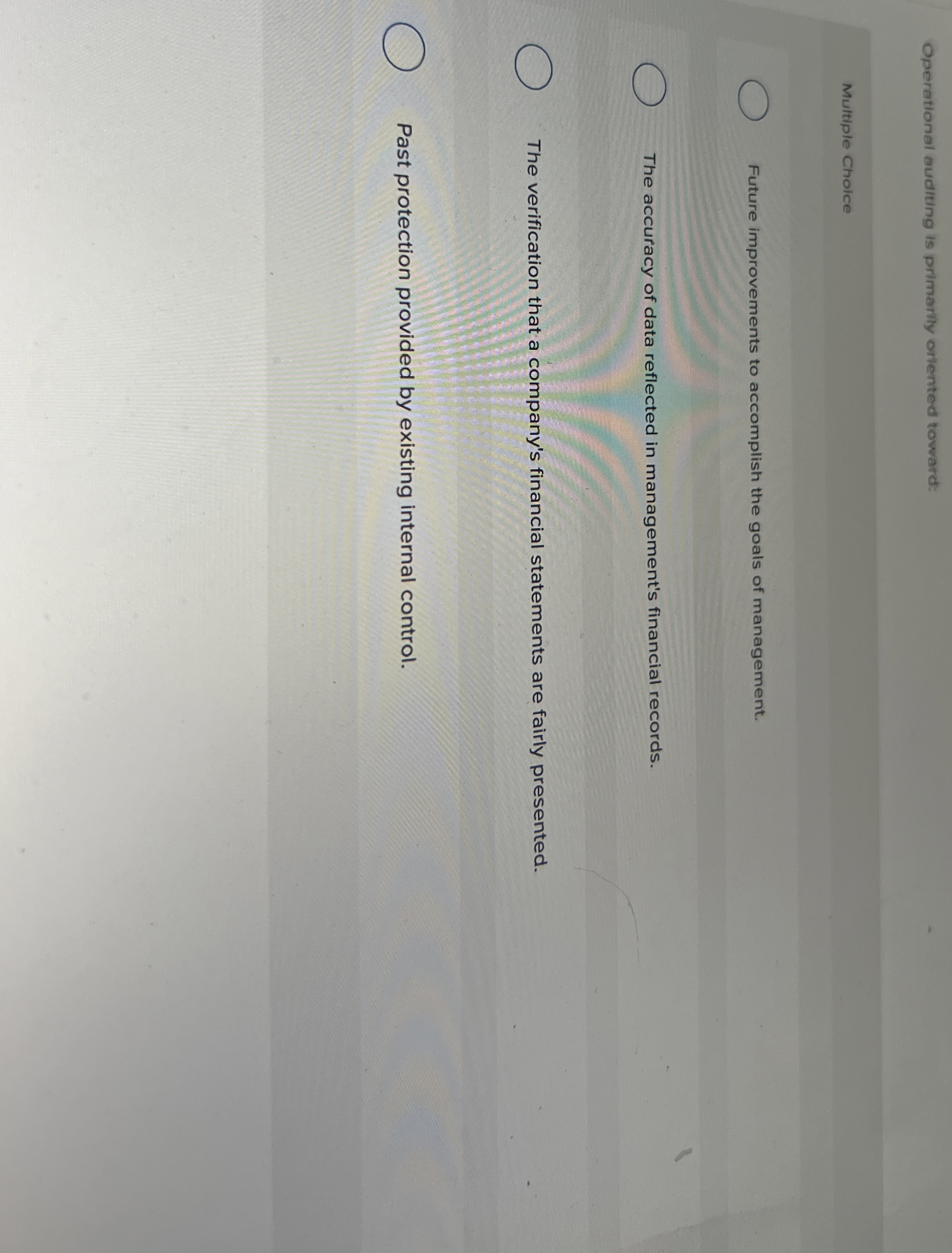 Solved Operational auditing is primarily orlented | Chegg.com