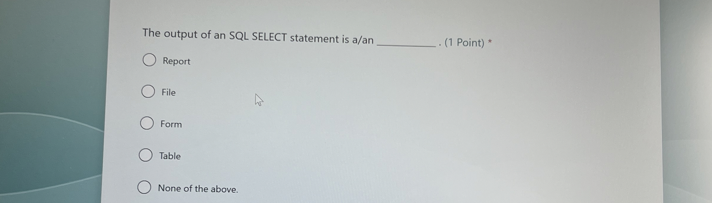 Solved The output of an SQL SELECT statement is a/an (1 | Chegg.com
