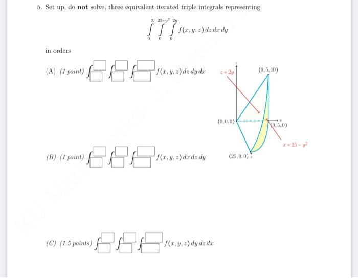Solved 5. Set up, do not solve, three equivalent iterated | Chegg.com