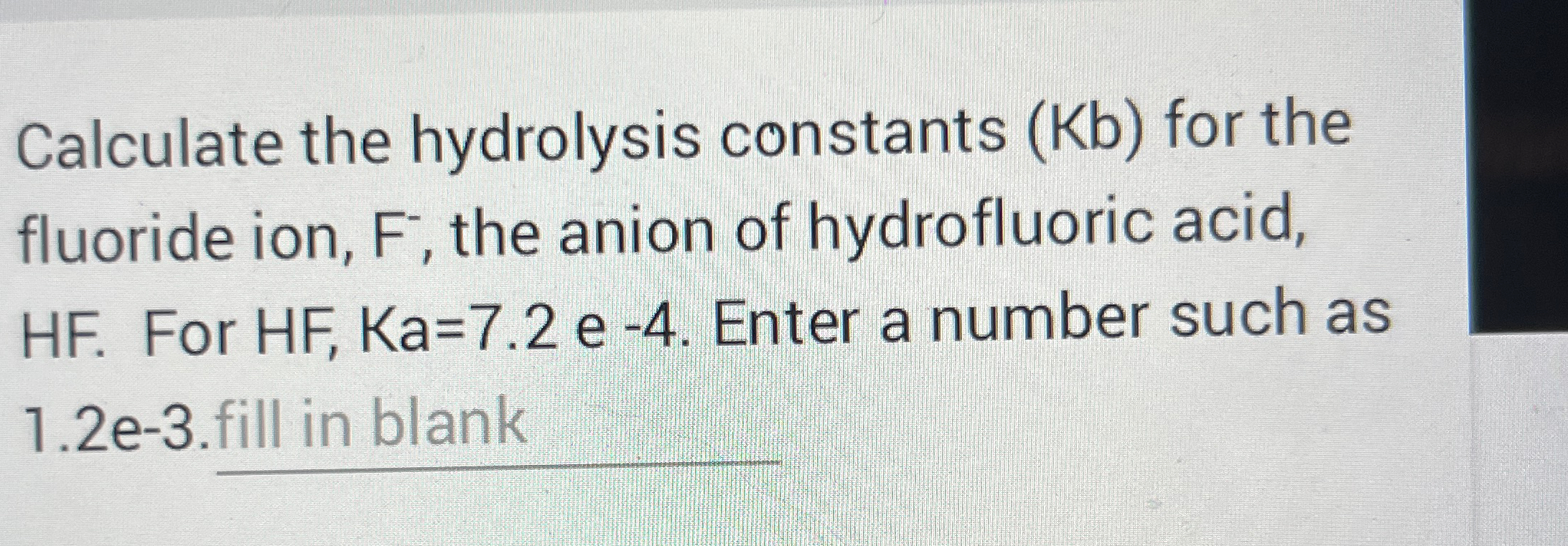 Solved Calculate the hydrolysis constants (Kb) ﻿for the | Chegg.com