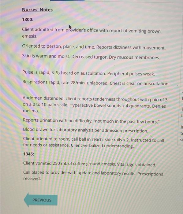 Solved A nurse is admitting a client. Vital Signs Nurses' | Chegg.com