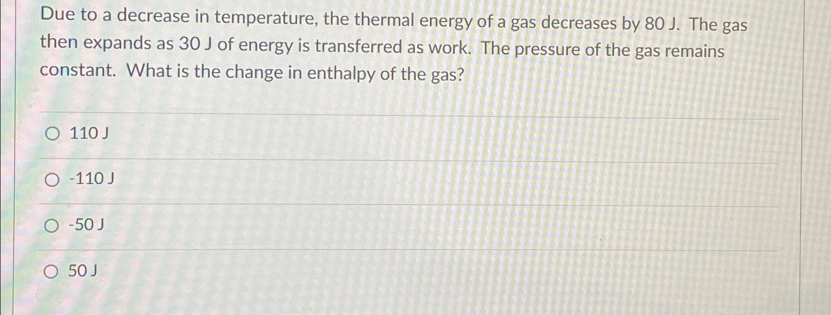 Solved Due to a decrease in temperature, the thermal energy | Chegg.com