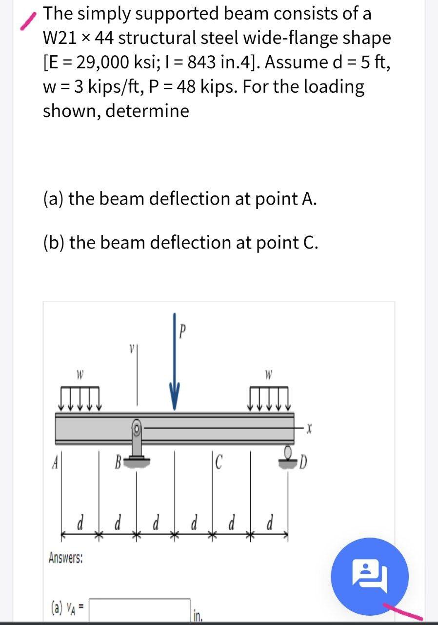 The simply supported beam consists of a W21 x 44 | Chegg.com