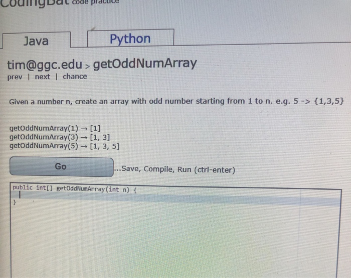 Solved Java Python Tim Getoddnumarray Prev Next 8309