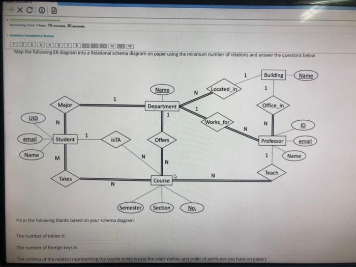 Solved 19.30 0000ODE Map the following ER diagram into a | Chegg.com