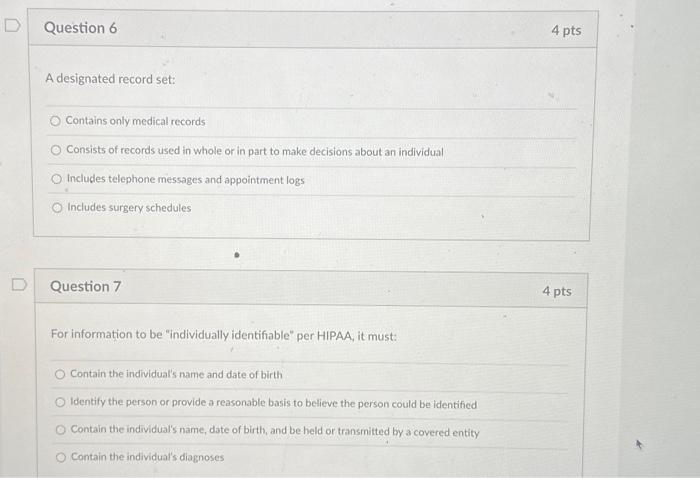 Solved A designated record set: Contains only medical | Chegg.com