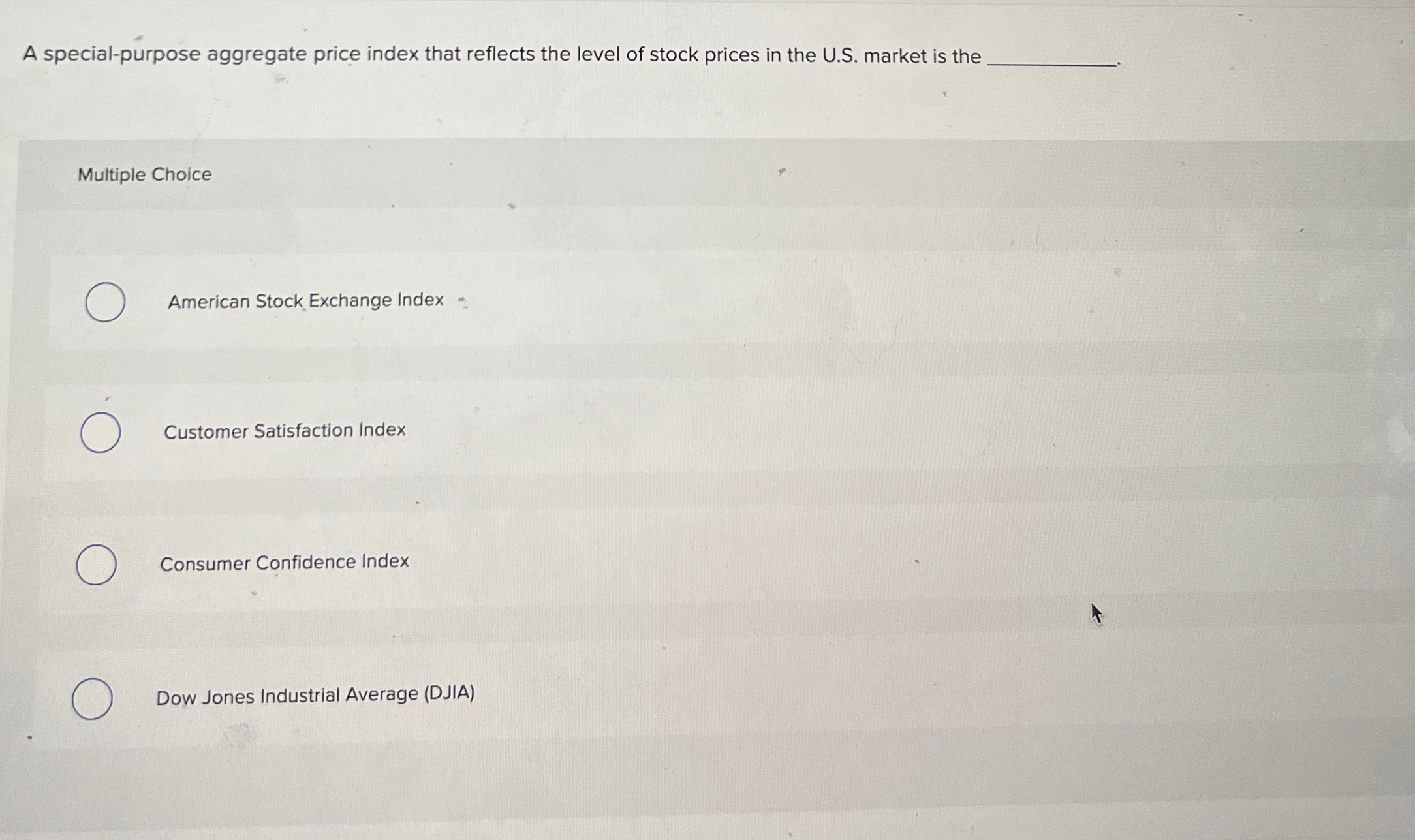 Solved A special-purpose aggregate price index that reflects | Chegg.com